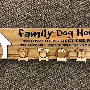 Personalized Family Dog House Sign: Engraved Wooden Pet Shaming Decor ...