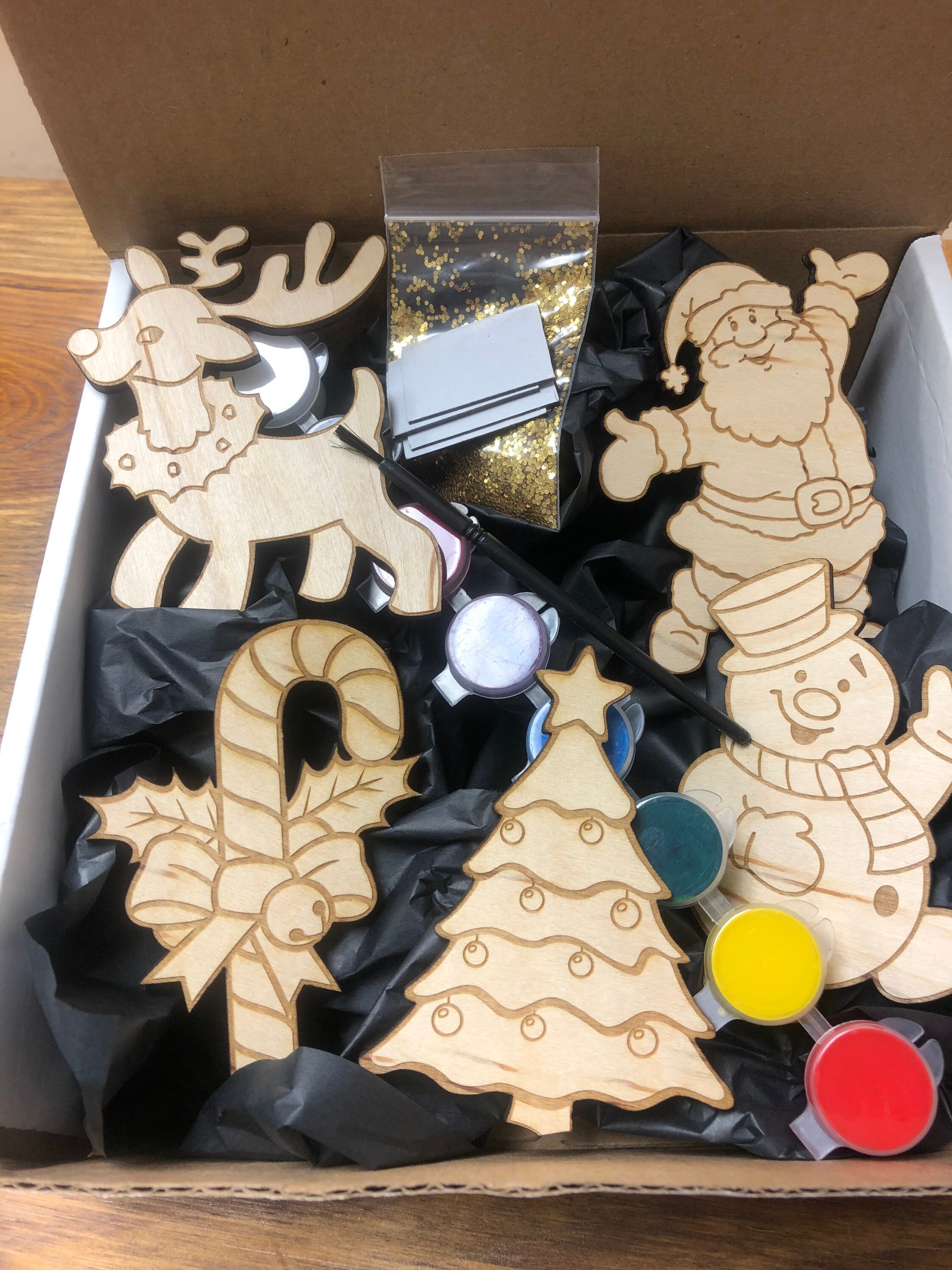 Kids DIY Christmas Magnet Painting Kit: Wooden Ornaments Craft - Etsy