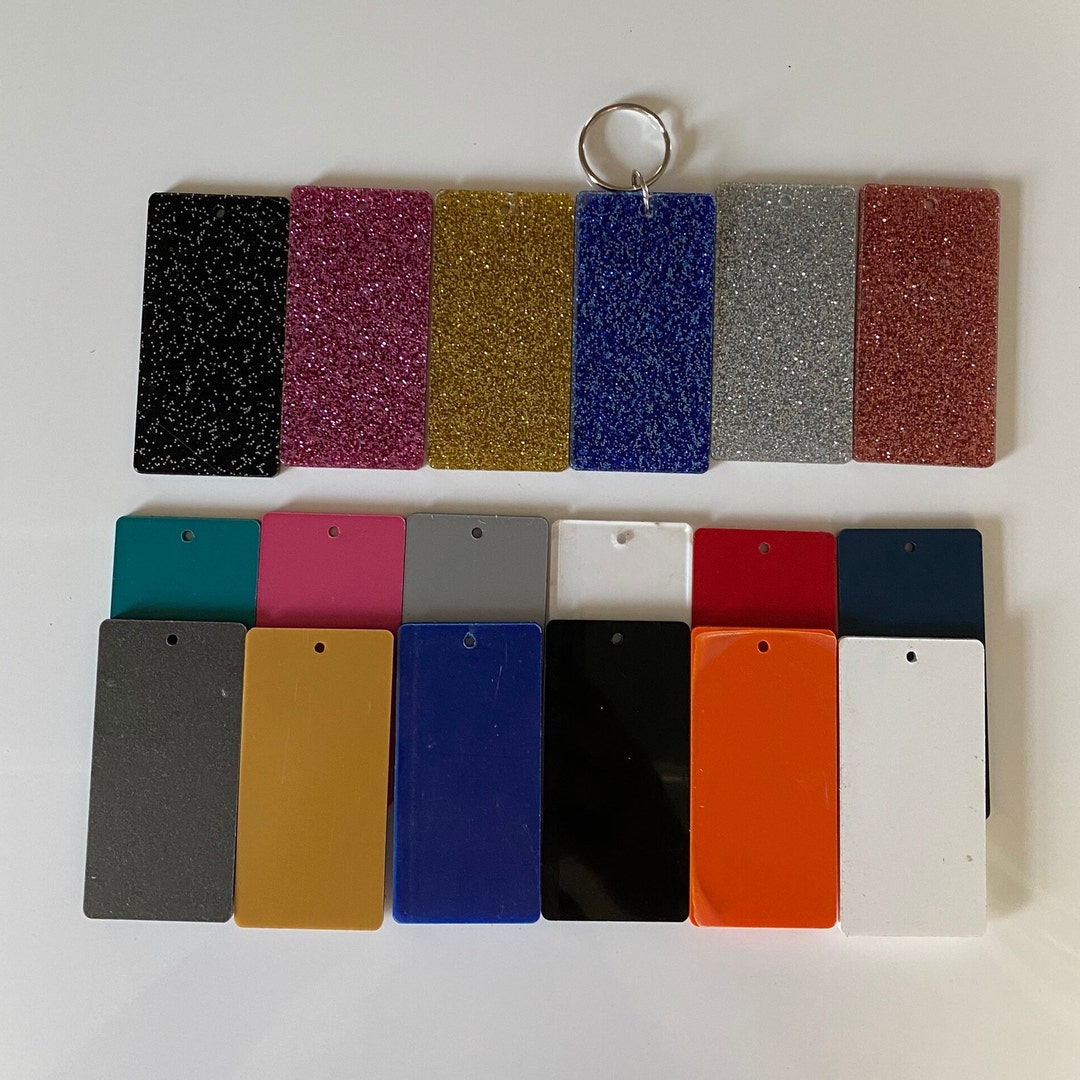 10 Acrylic Solid or Glitter Rectangle Blanks With Holes or Without ...