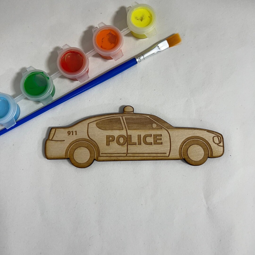 Unfinished Wooden Police Car to Paint. First Responder Wooden Blank ...