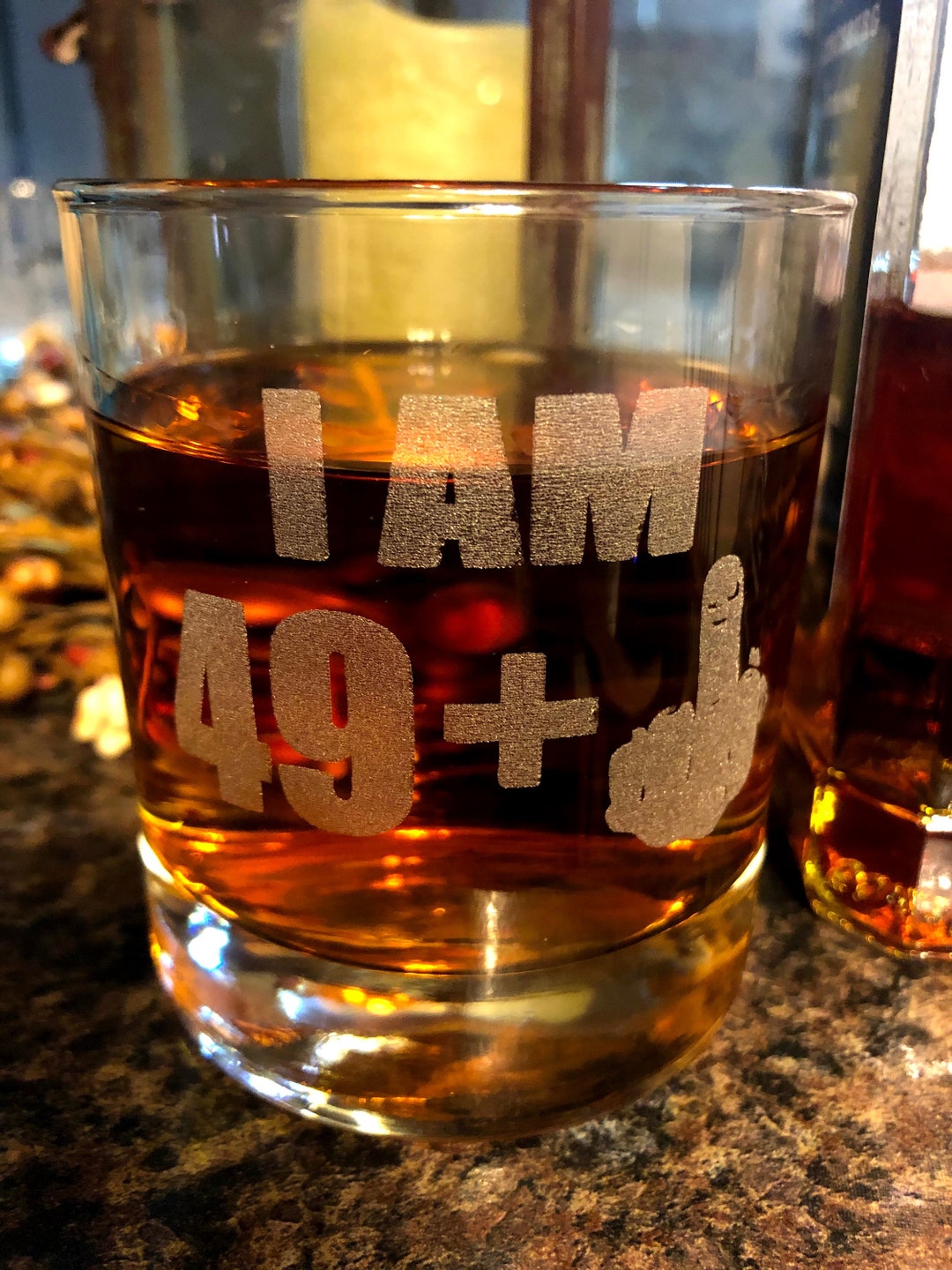 Engraved 50th/60th Birthday Whiskey Glass: Funny Middle Finger Gift - Etsy