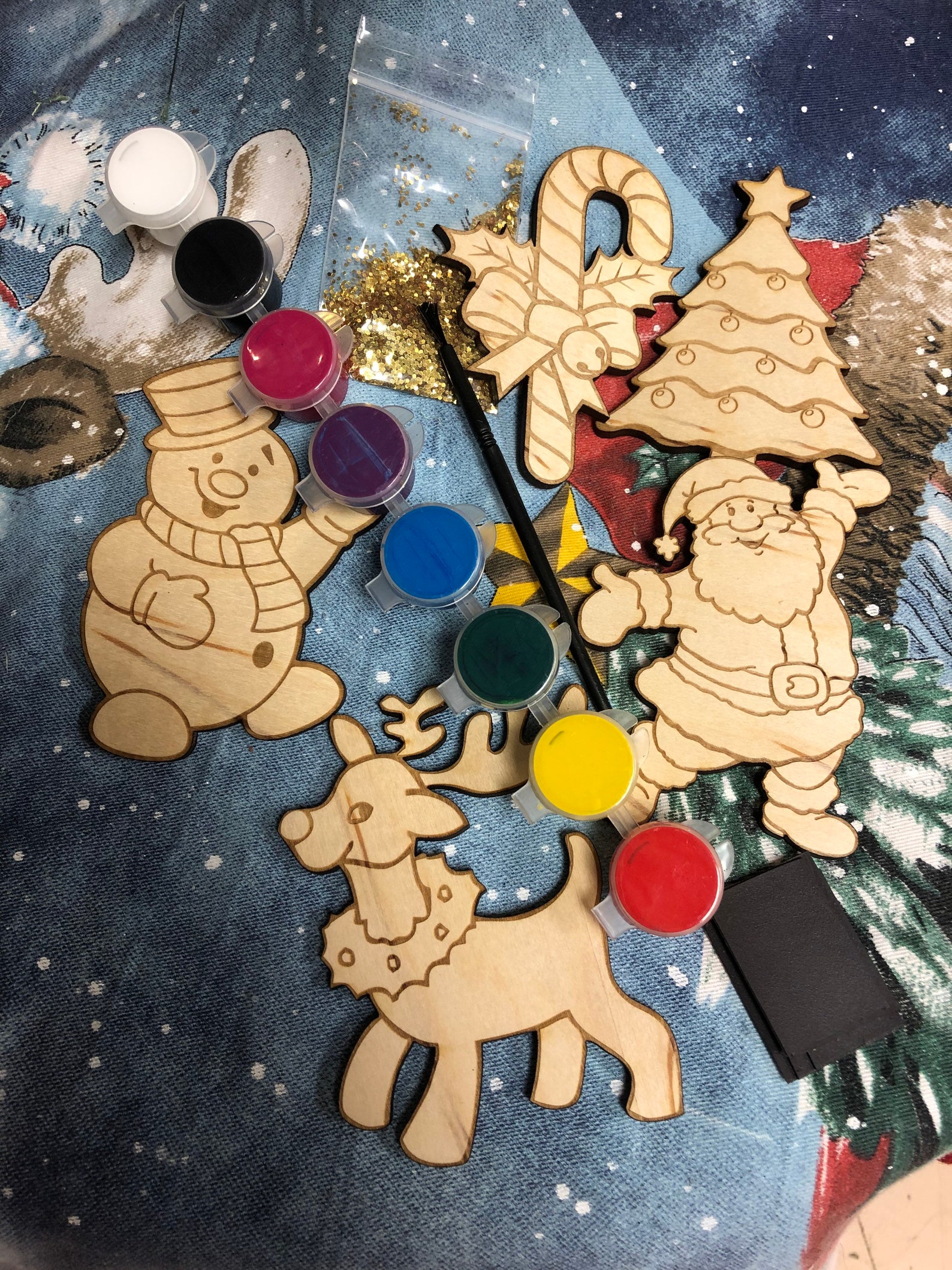 Kids DIY Christmas Magnet Painting Kit: Wooden Ornaments Craft - Etsy