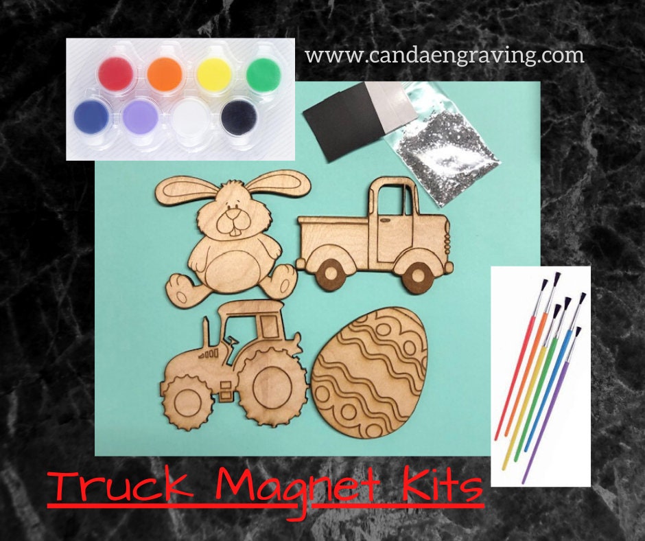 Easter Painted Magnet Kits. DIY Kids Wooden Magnets. Girls | Etsy