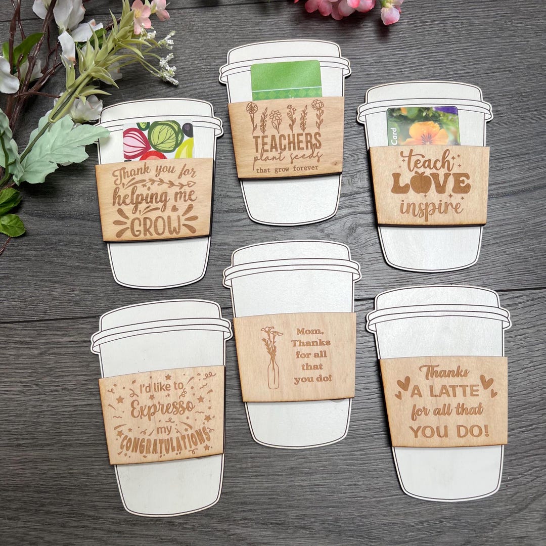 Gift Card Holder Coffee Cup. Teacher Gift. Wooden Coffee Cup Gift Card ...