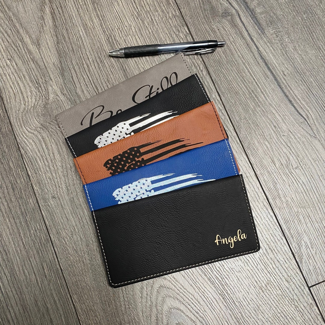Engraved Leatherette Checkbook Cover: Personalized, American Flag or ...