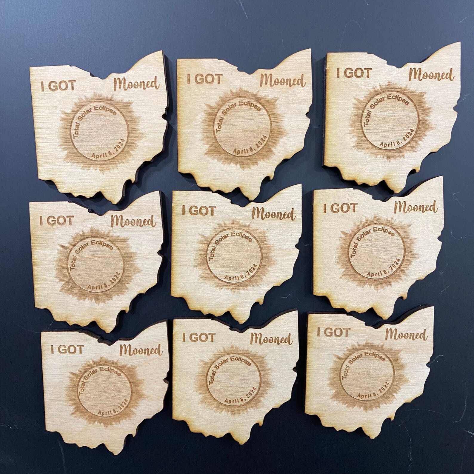 I Got Mooned Ohio State Refrigerator Magnet. Wooden 2024 Ohio Eclipse ...