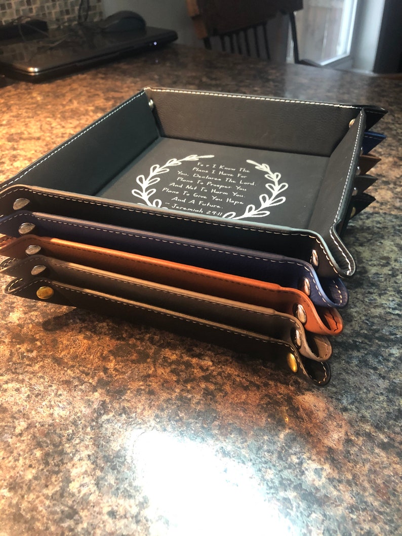 Mens Catchall Engraved Leatherette Tray. Dresser Organizer. - Etsy