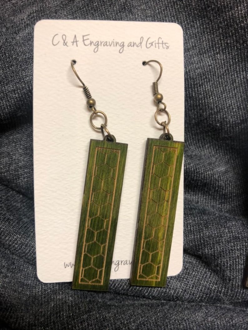 Wooden Bar Dangle Earrings. Stained Birch Wood Laser Cut. - Etsy