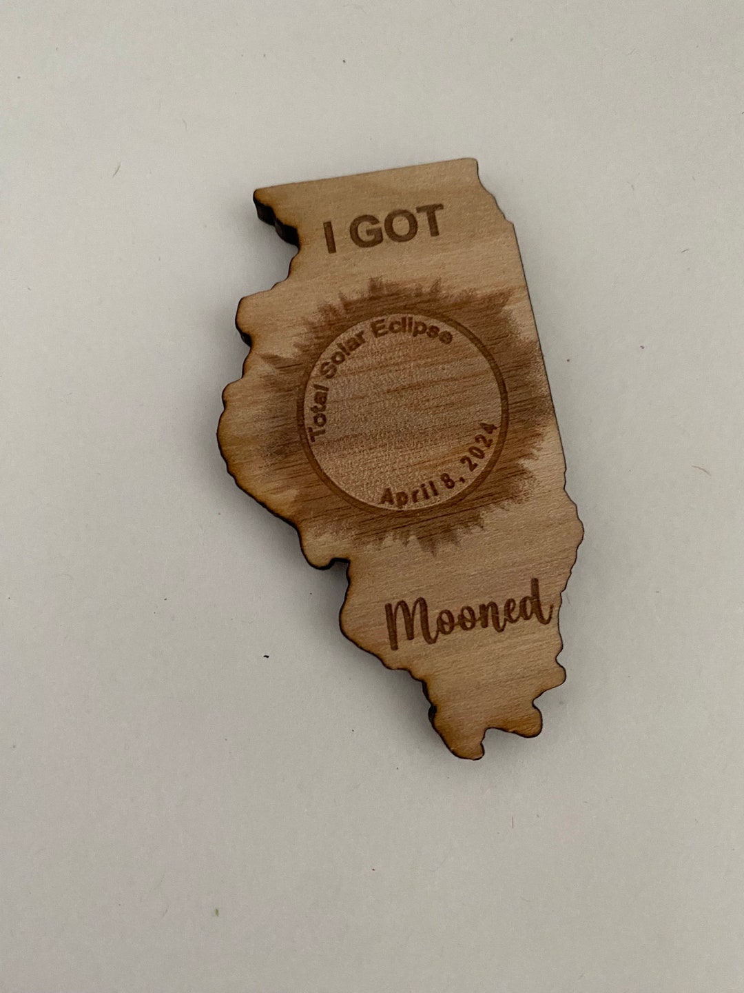 I Got Mooned Illinois State Refrigerator Magnet. Wooden 2024 Illinois ...