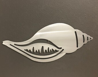 Seashell Metal Wall Art Decoration Skilwerx 12x7 Ocean | Etsy