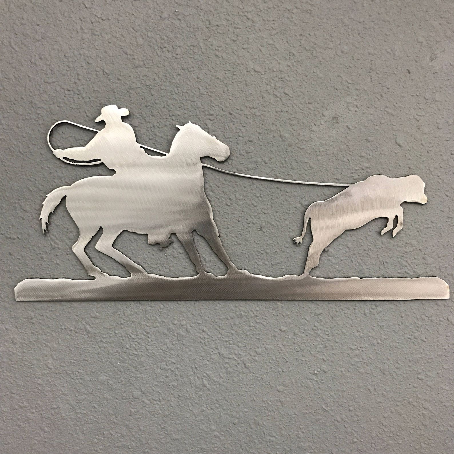 Calf Roping Metal Wall Art Decoration Skilwerx 15x7 Western | Etsy