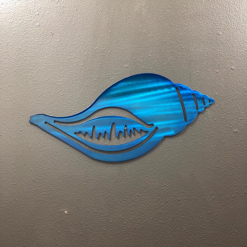 Seashell Metal Wall Art Decoration Skilwerx 12x7 Ocean | Etsy