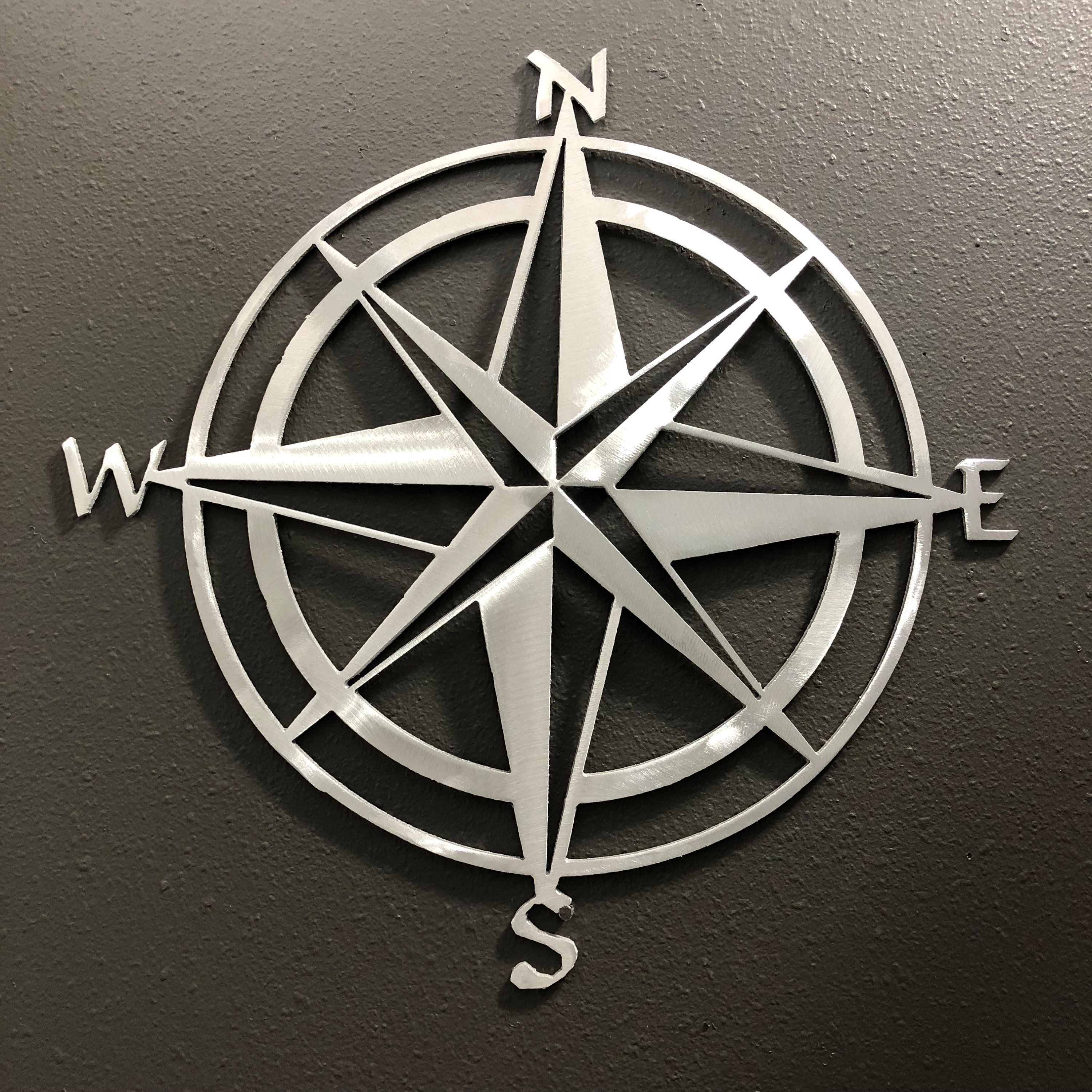 Compass Rose Aluminum Metal Wall Art Decoration Skilwerx 12x12 | Etsy