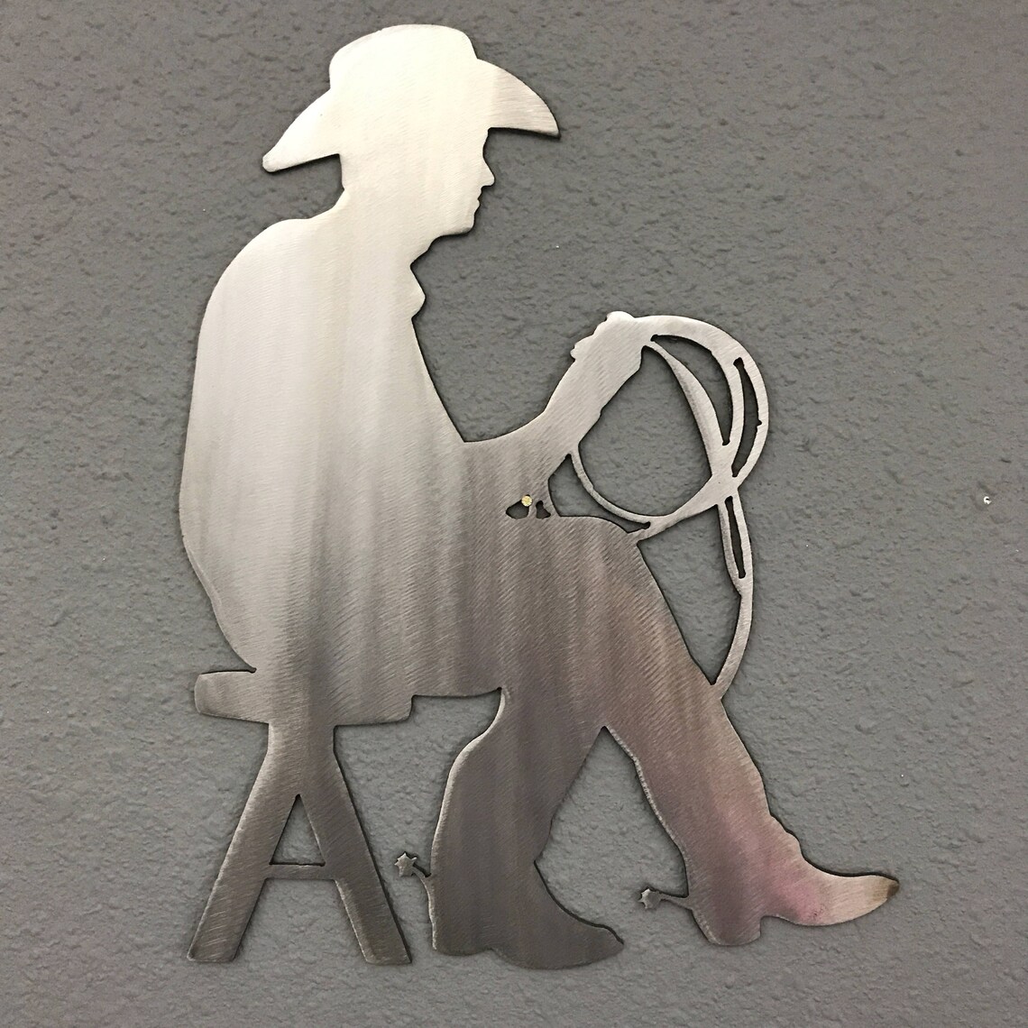 Cowboy Sitting Aluminum Metal Wall Art Decoration Skilwerx 11x9 Western ...