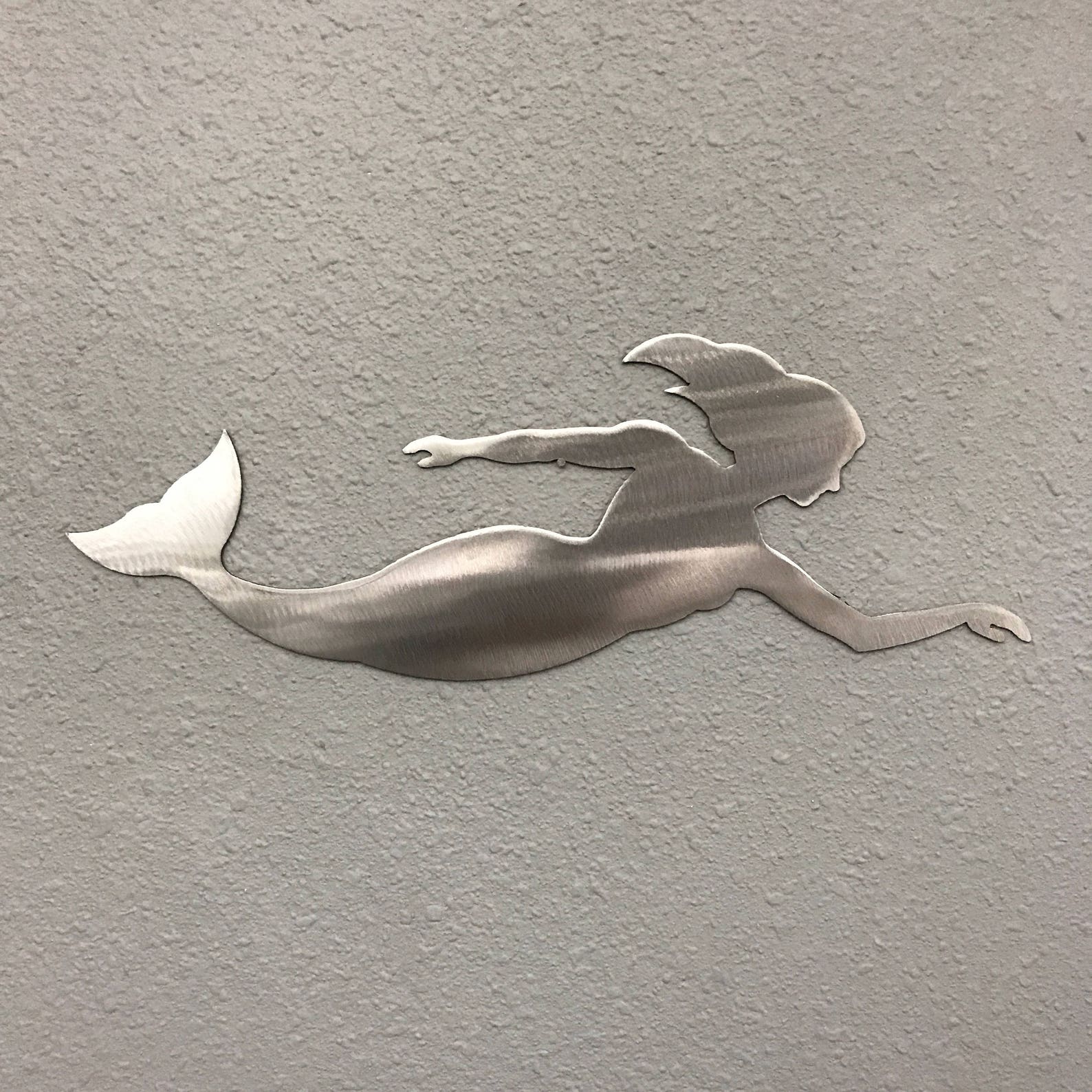 MERMAID Metal Wall Art Decoration Skilwerx 14x4 Ocean Nautical Marine ...