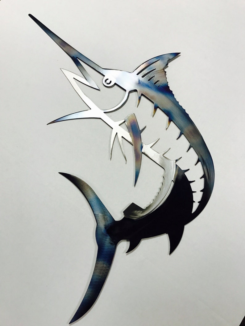 Marlin Metal Wall Art Decoration Skilwerx 30x18 Ocean Nautical - Etsy