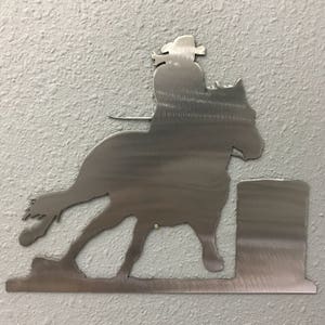 Barrel Racer Aluminum Metal Wall Art Decoration Skilwerx 11x9 Western ...