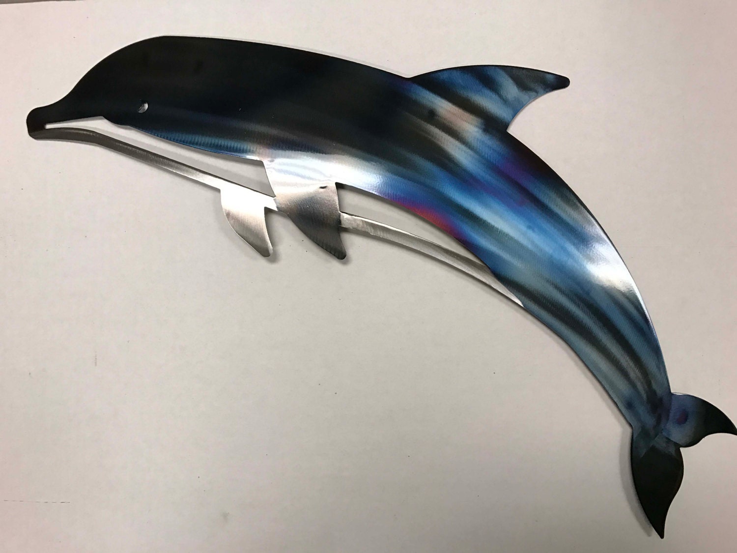 Dolphin L Metal Wall Art Decoration Skilwerx 44x19 Ocean - Etsy