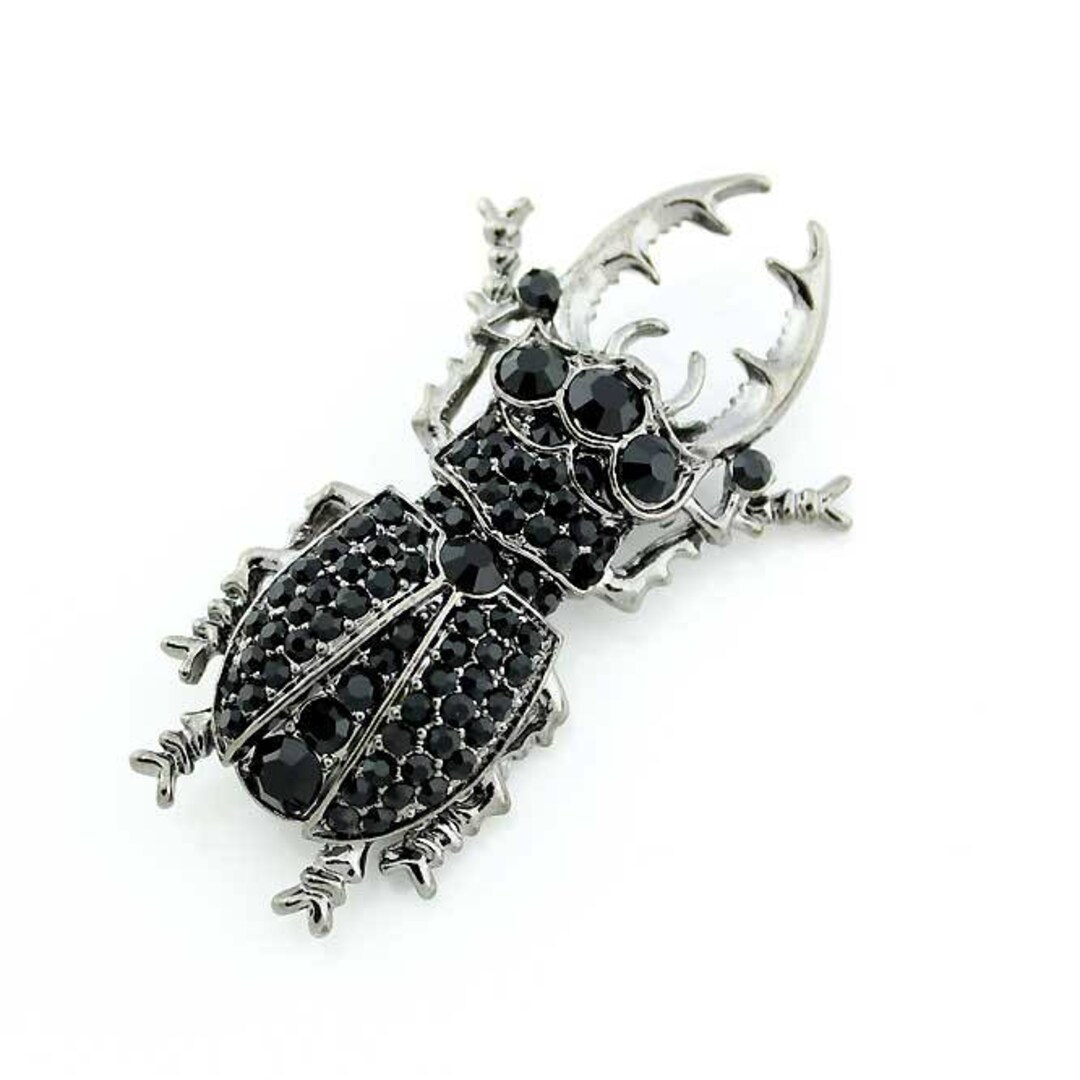 Black Beetle Brooch Pin, Crystals Rhinestones Bug Insect Realistic ...