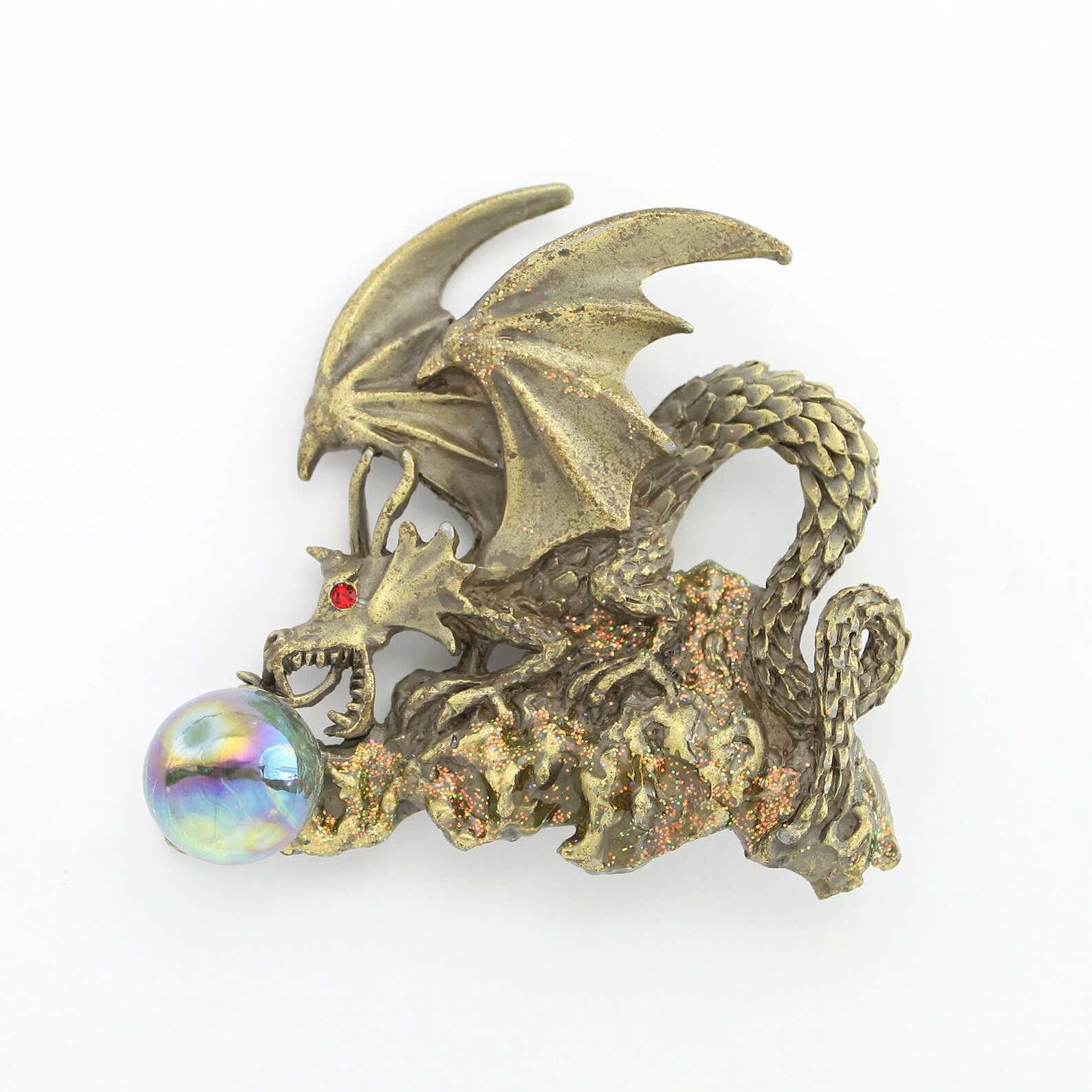 Dragon Fantasy Brooch Crystal Amber Rhinestones Dragons Gold - Etsy