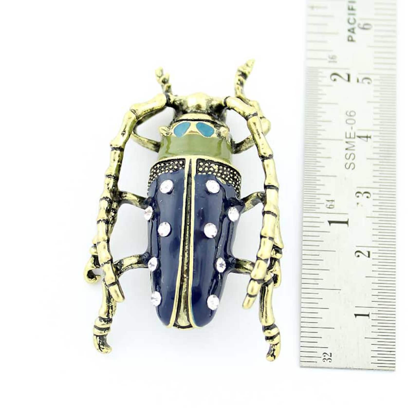 Blue Beetle Brooch Rhinestones Crystals Bug Insect Beetles - Etsy