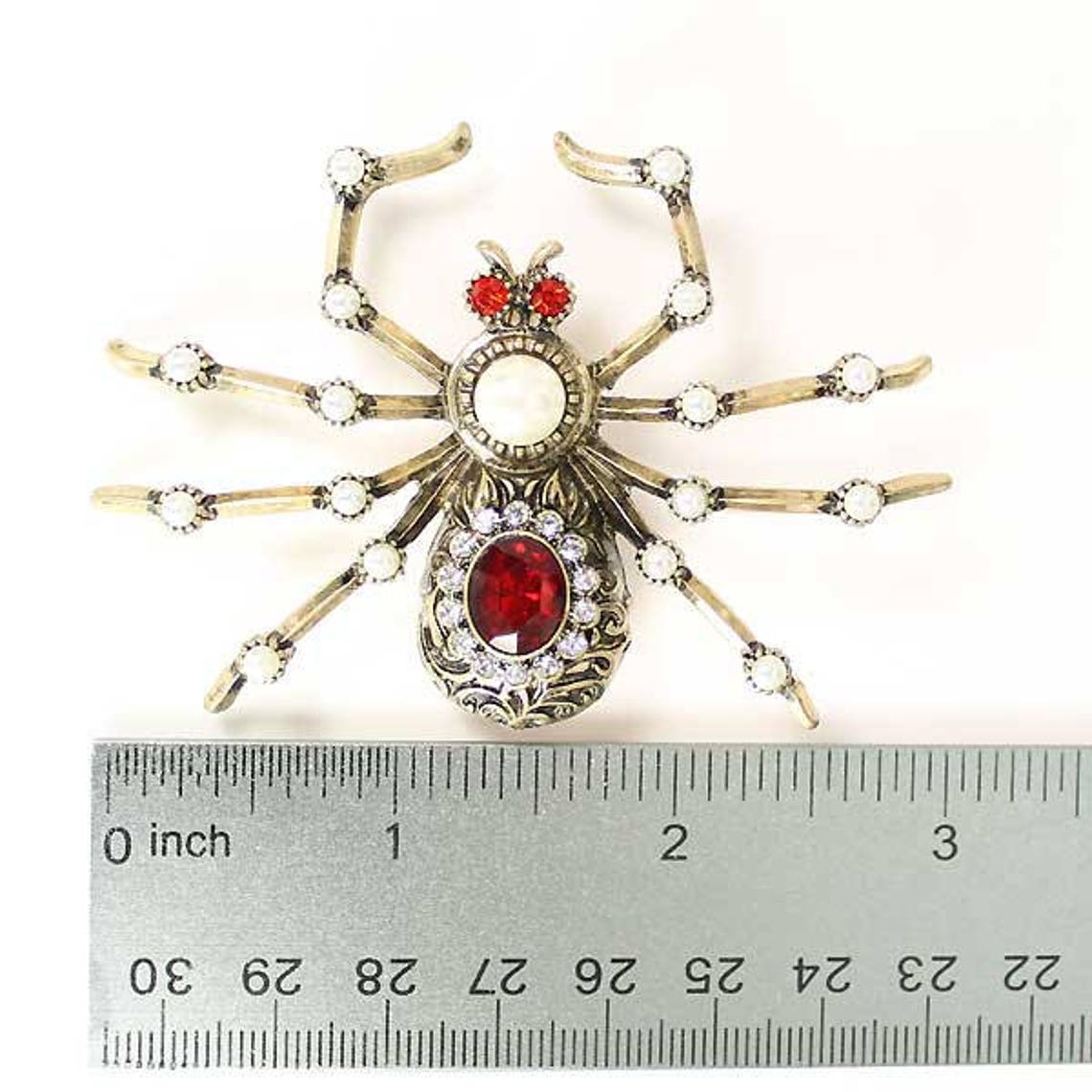 Spider Brooch Ruby Red CZ Crystals Rhinestones Victorian - Etsy