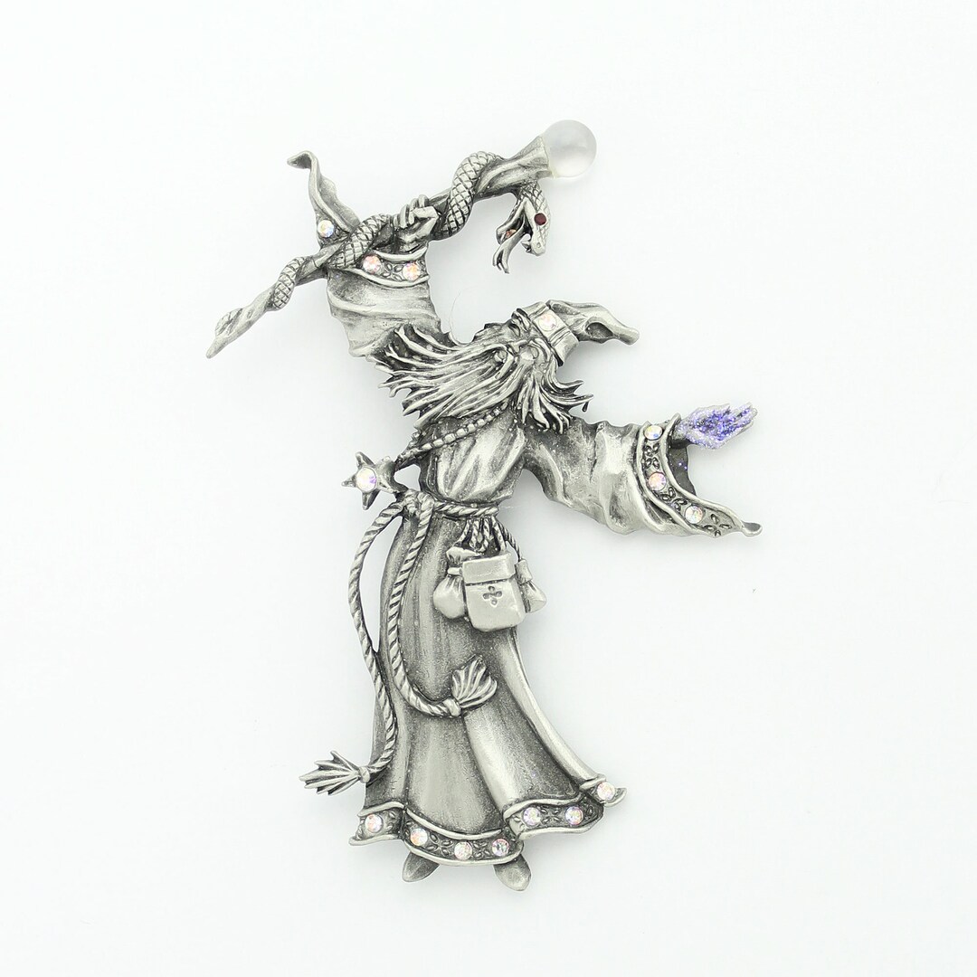 Wizard Snake Brooch Sorcerer With Snakes Wizards Broach Wizard - Etsy