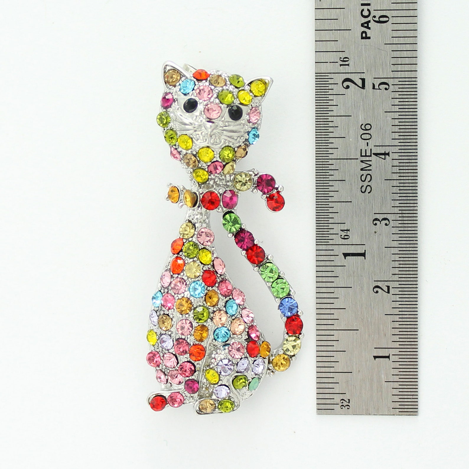 Cat Brooch Rainbow Crystal Colorful Rhinestone Cats Broach Pin - Etsy ...