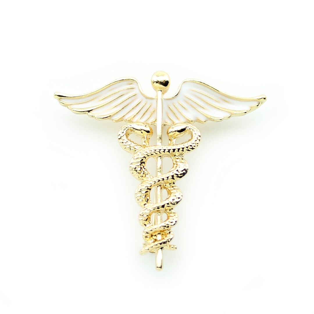 Gold Caduceus Brooch Pin, Medical Jewelry Caduceus Broach Pins - Etsy