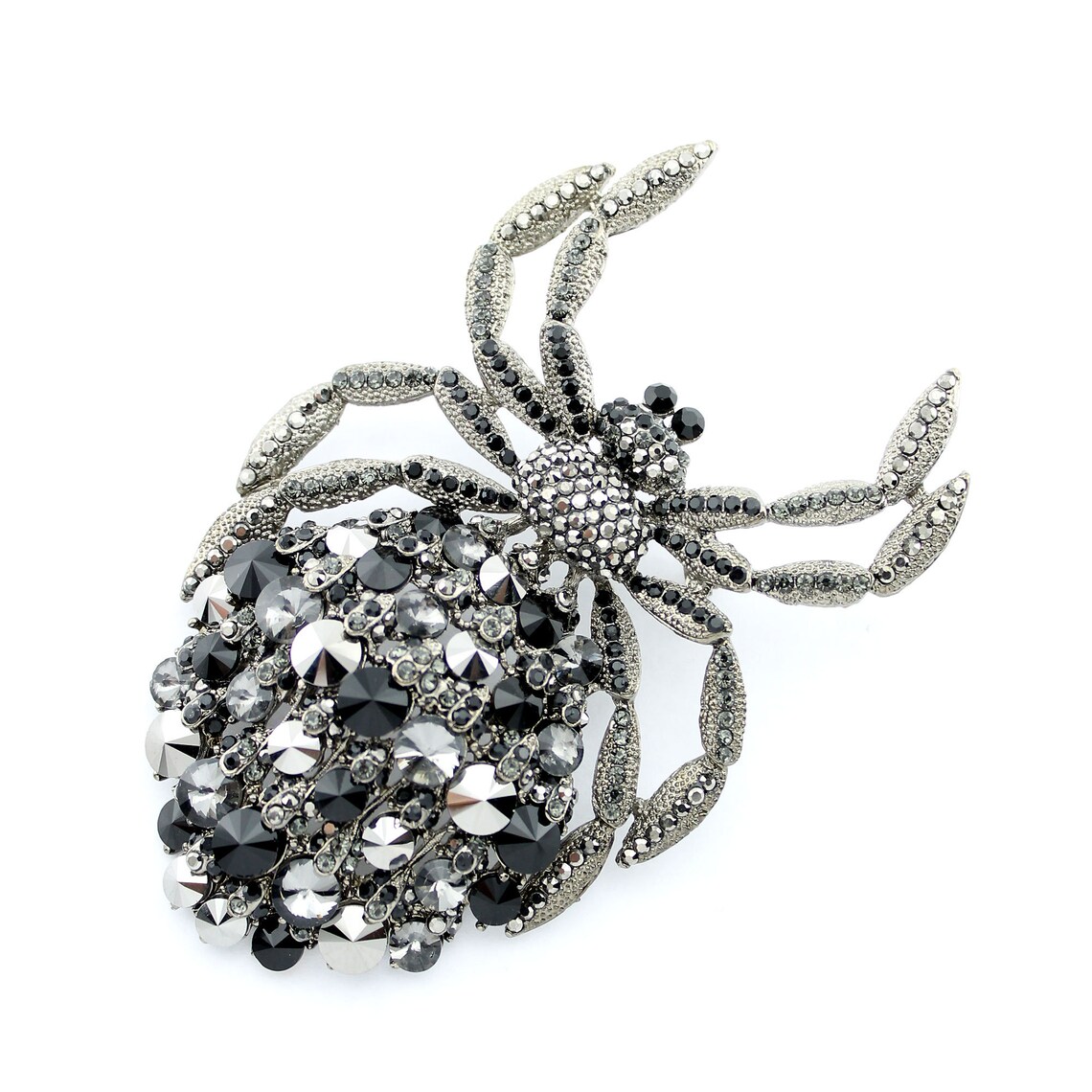 Giant Silver Black Spider Broach Large Spiders Brooch Boho | Etsy