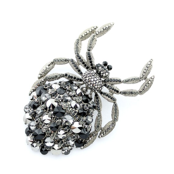 Giant Silver Black Spider Broach Large Spiders Brooch Boho | Etsy