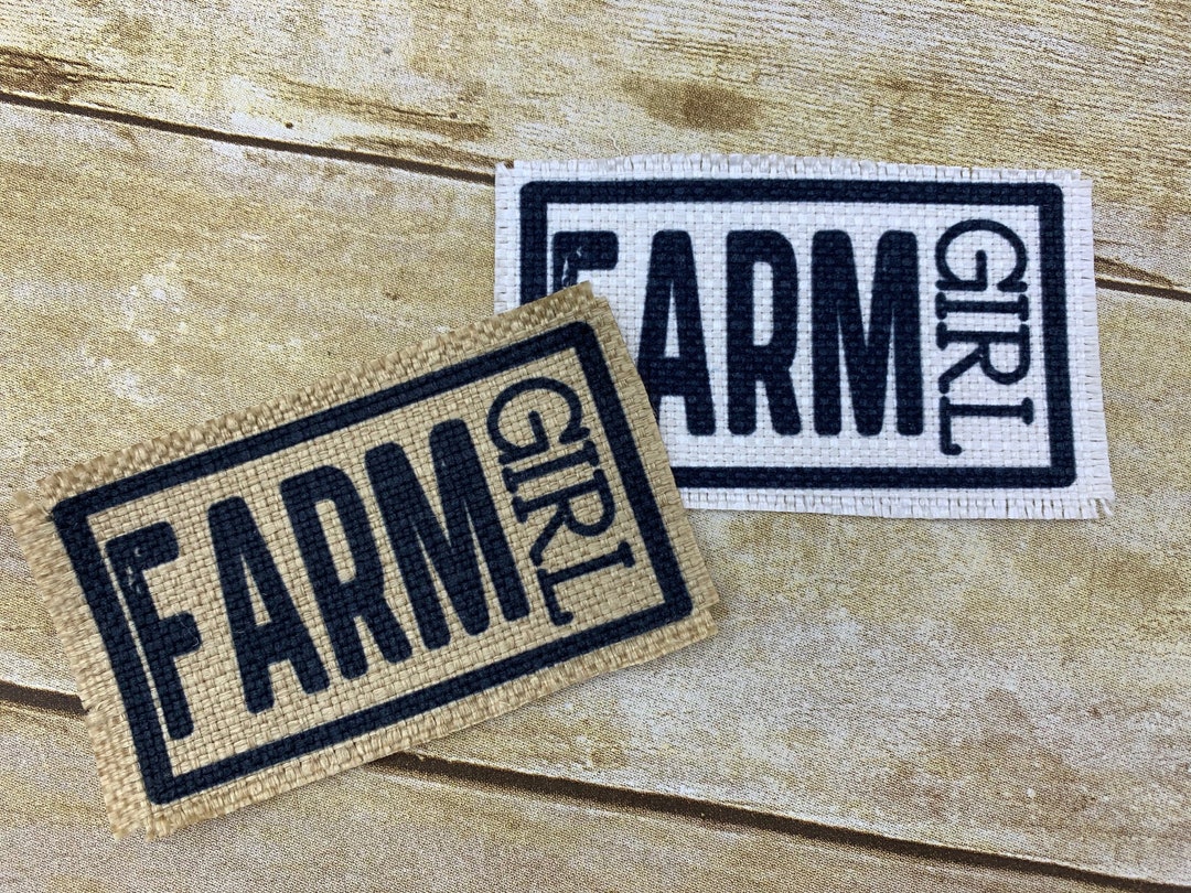 Hat Patch, Farm Girl Hat Patch, DIY Hat Patch, Iron-on Patch, Burlap ...