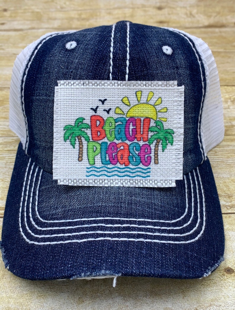 Hat Patch Beach Please Hat Patch Summer Hat DIY Hat - Etsy