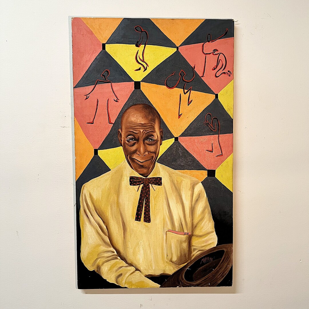 1970s-folk-art-surreal-painting-of-african-american-man-and-etsy