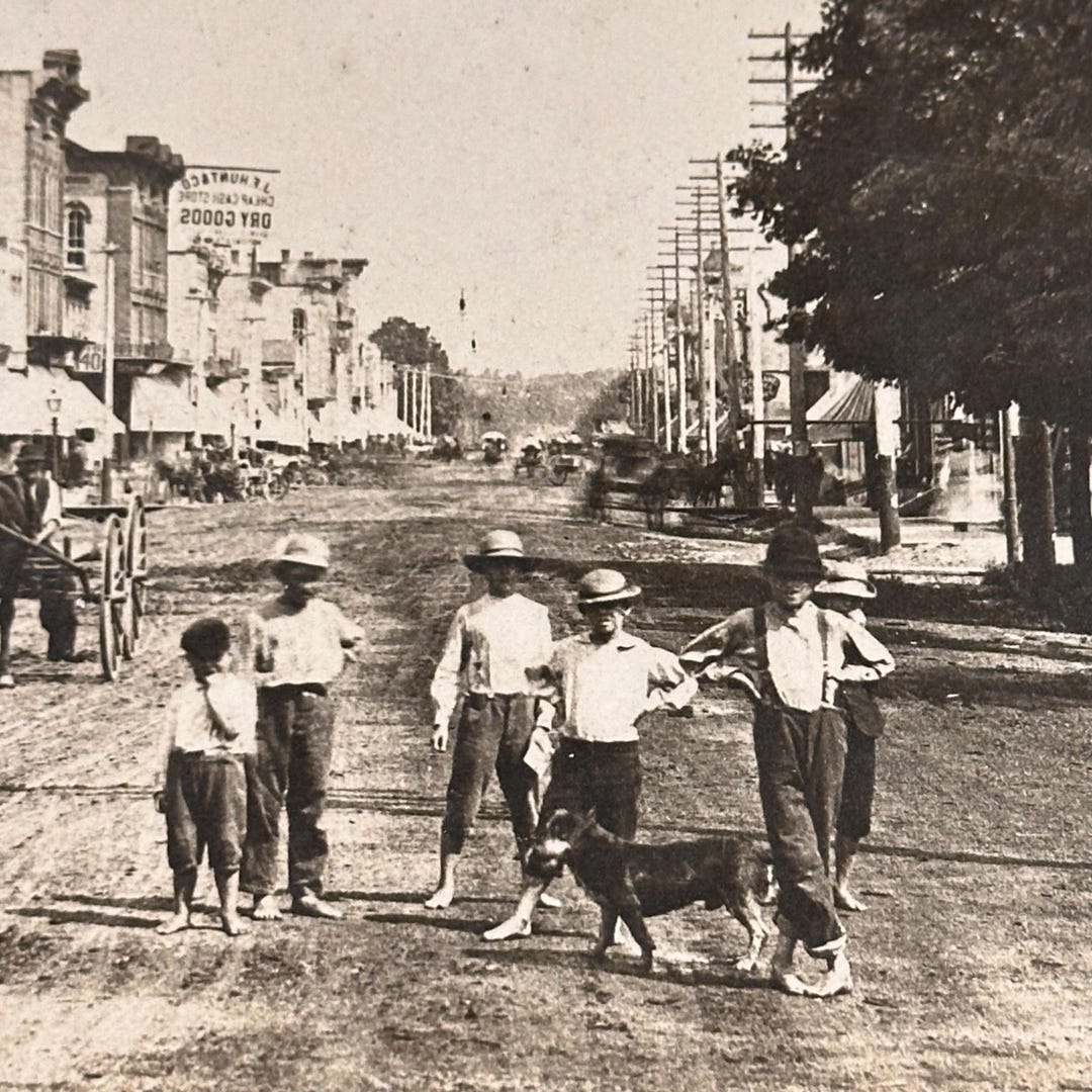 1800s Cabinet Card of Gang of Barefoot Kids on Main Street- Dated 1884 ...
