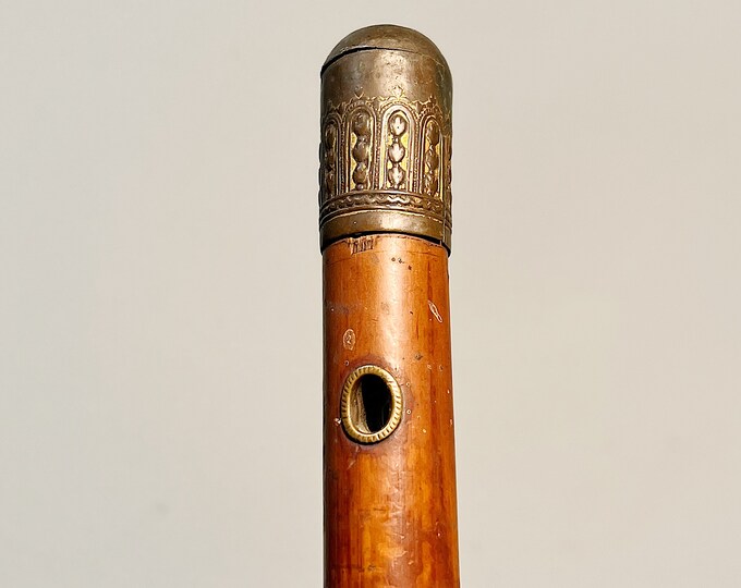 18th Century Malacca Cane With Ornate Brass Top and Ferrule - 1700s ...