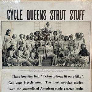 1940s Cycle Queens Strut Stuff Poster - New Departure Coaster Brake ...