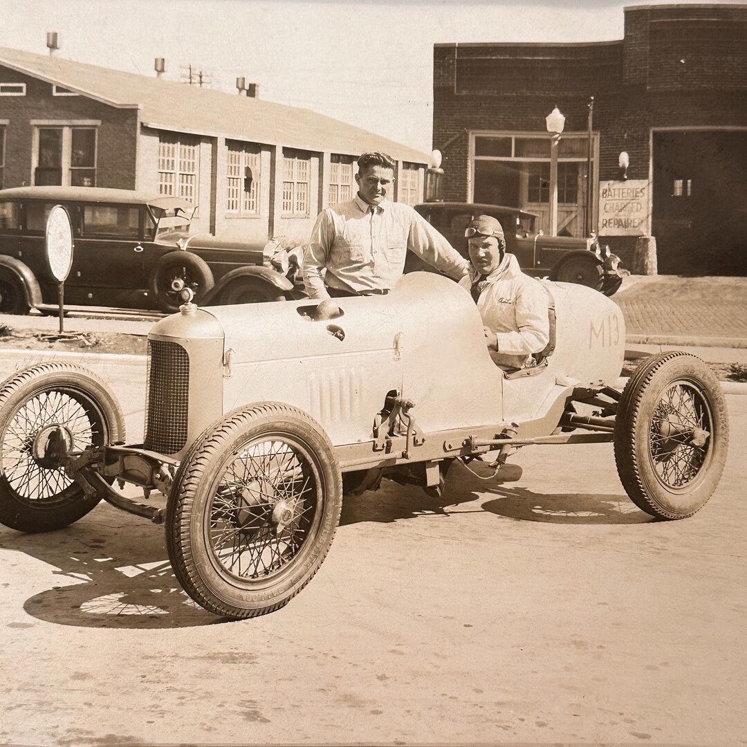 Early 1900s Race Car Photograph in Front of Gas Station - Chicago Area ...