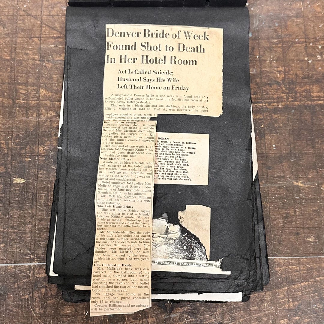 Antique Photo Album With Tragic Bride of the Week Death Newspaper ...