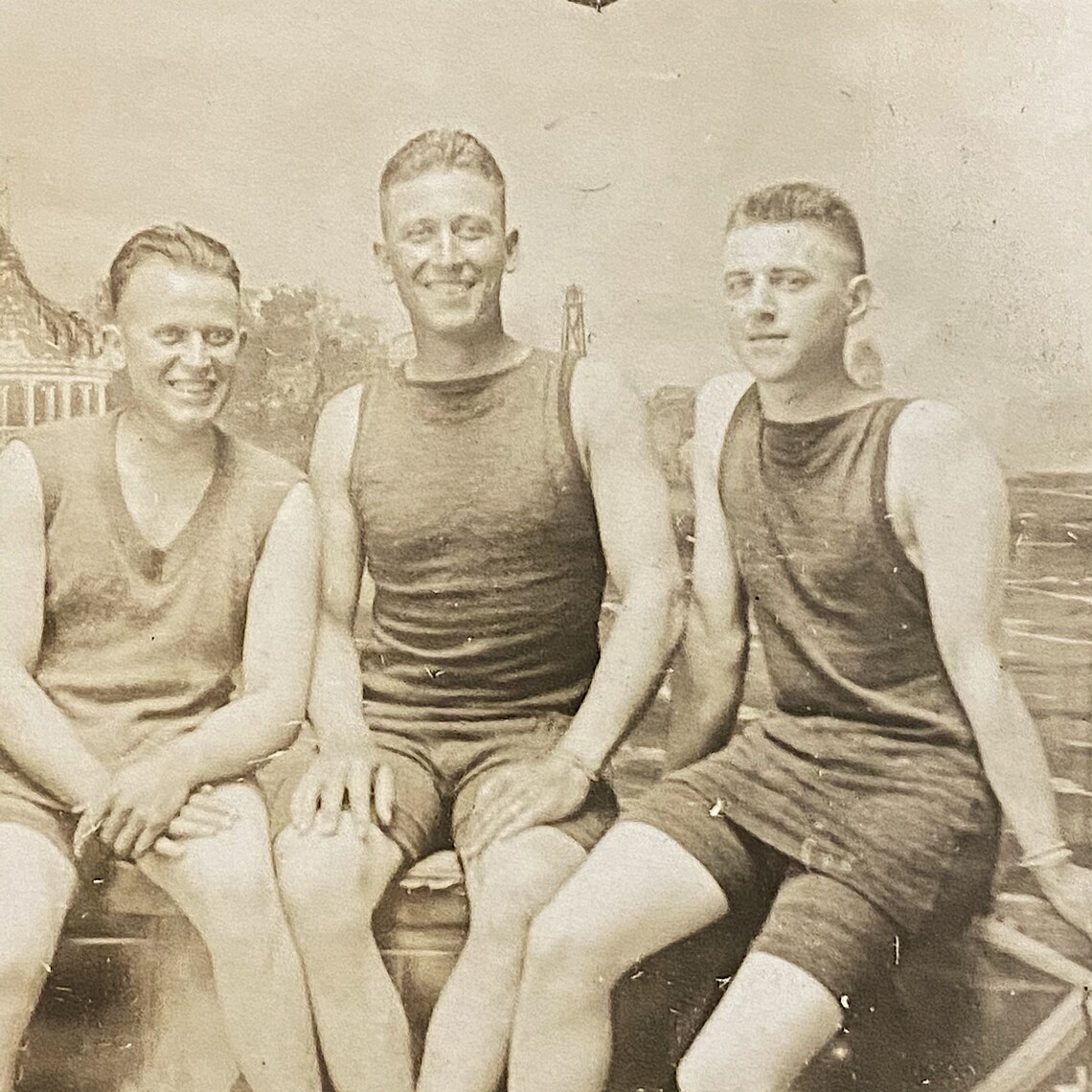 Antique RPPC: 1900s Rockaway Beach Men in Swimsuits - Unusual ...