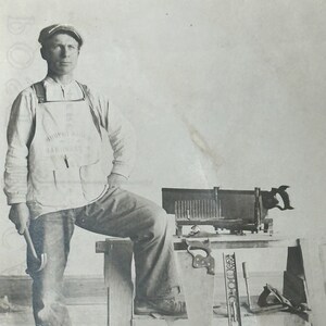 Antique Postcard of Hardware Store Carpenter With Tools - Rare RPPC ...