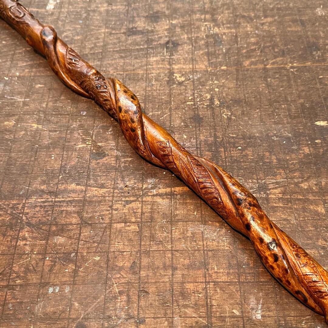 WW1 Trench Art Snake Cane: 4th Infantry "ivy Division" Folk Art Walking ...