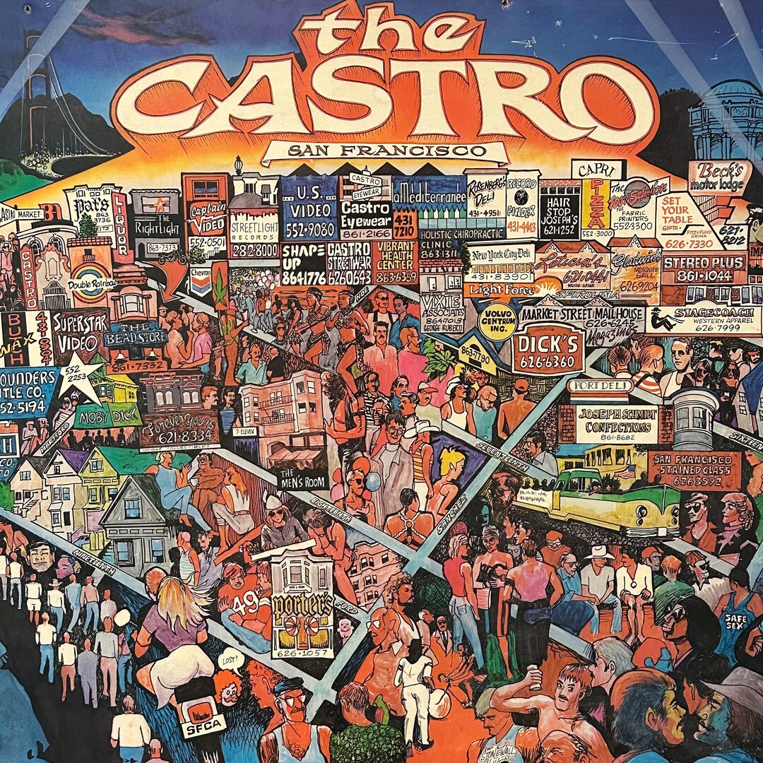 Rare "the Castro San Francisco" Pictorial Map Poster Circa 1985 - Bruce ...