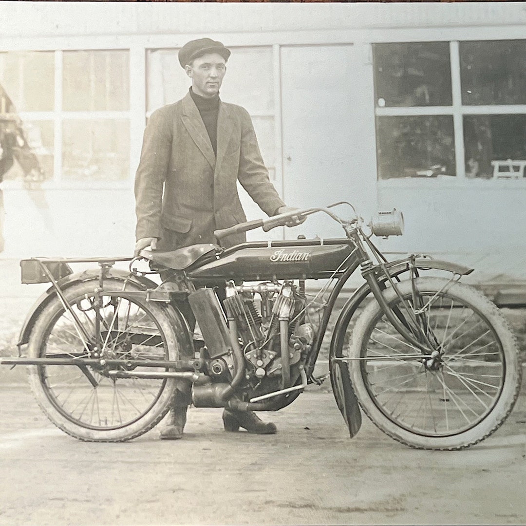 Antique Indian Motorcycle Postcard: Rare RPPC, Early 1900s Photography ...
