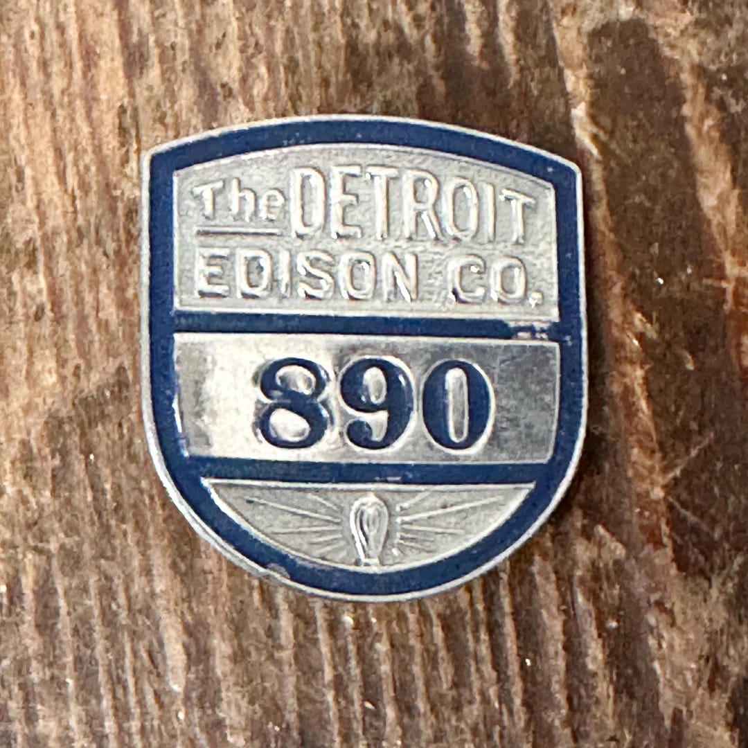 Rare 1930s Detroit Edison Company Employee Badge #890 With Blue Tint ...