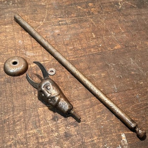 Antique Devil Scepter Staff With Embossed Figures and Finials - Horned ...