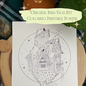 Original Baba Yaga Chicken Hut Coloring Page Printable Poster - Etsy