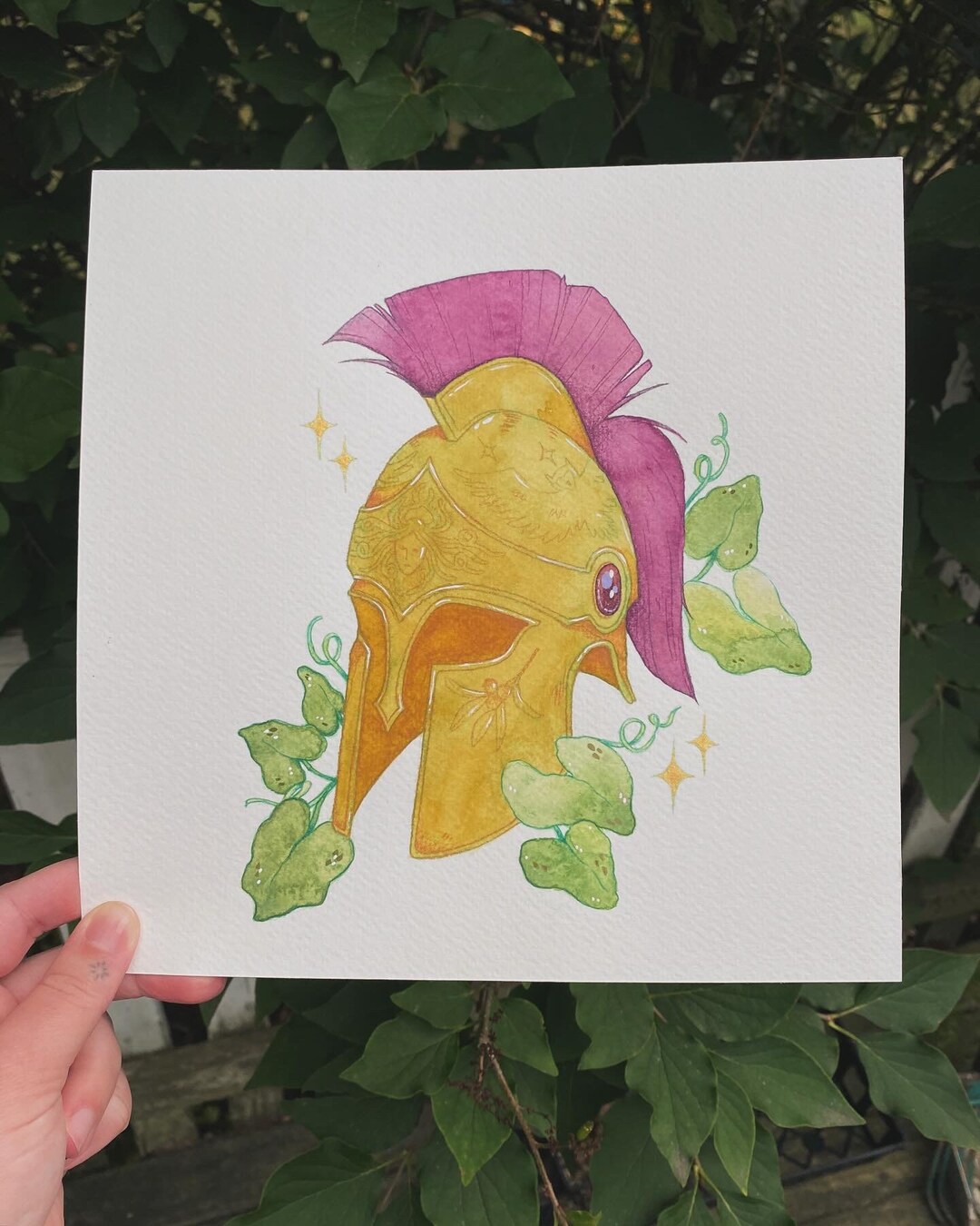 Athena's Helmet Watercolor Original Illustration - Etsy