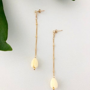 Pikake Earrings, 14kt Gold Filled Pikake Dangle Earrings, Sterling ...