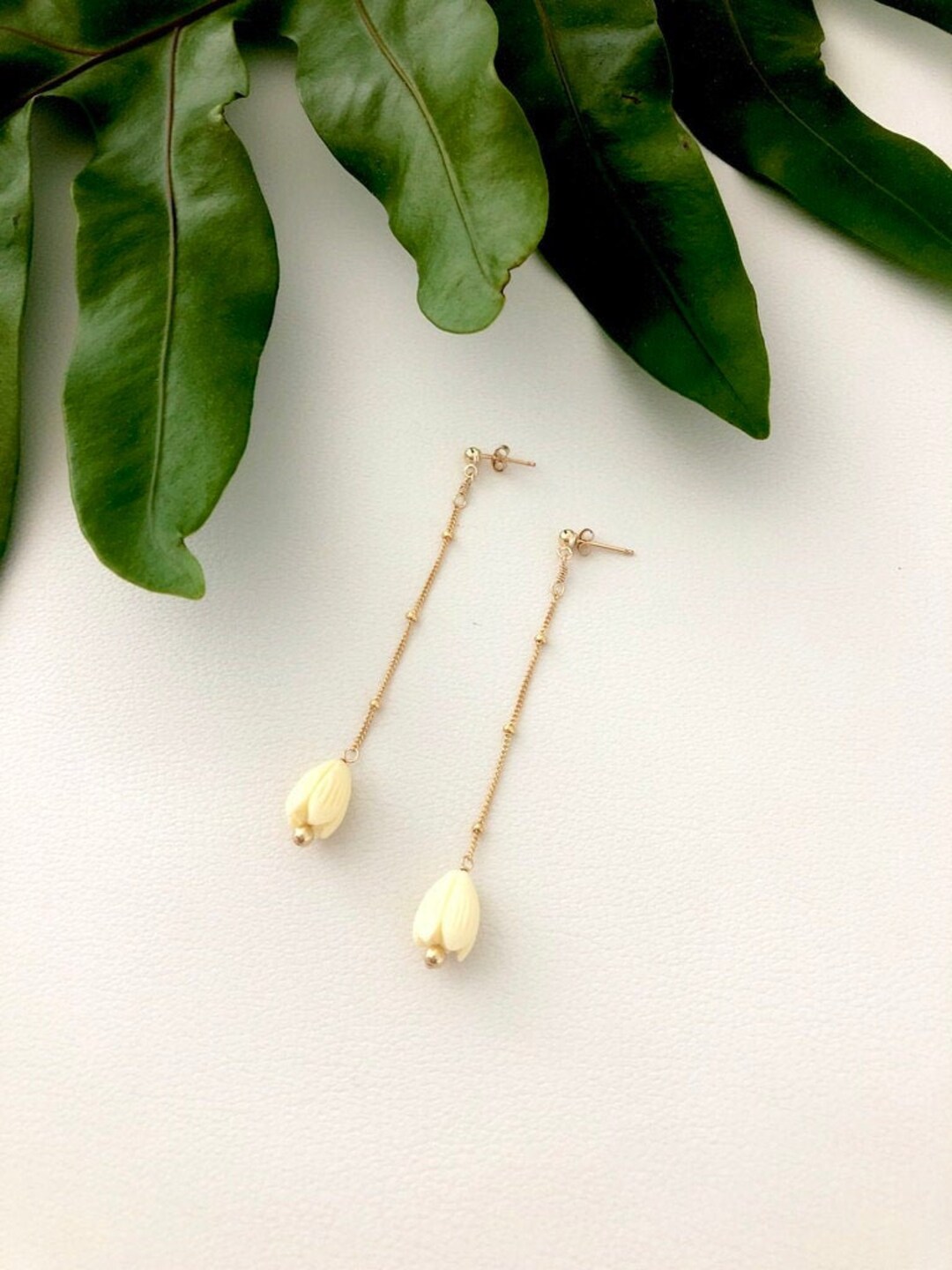 Pikake Earrings, 14kt Gold Filled Pikake Dangle Earrings, Sterling ...